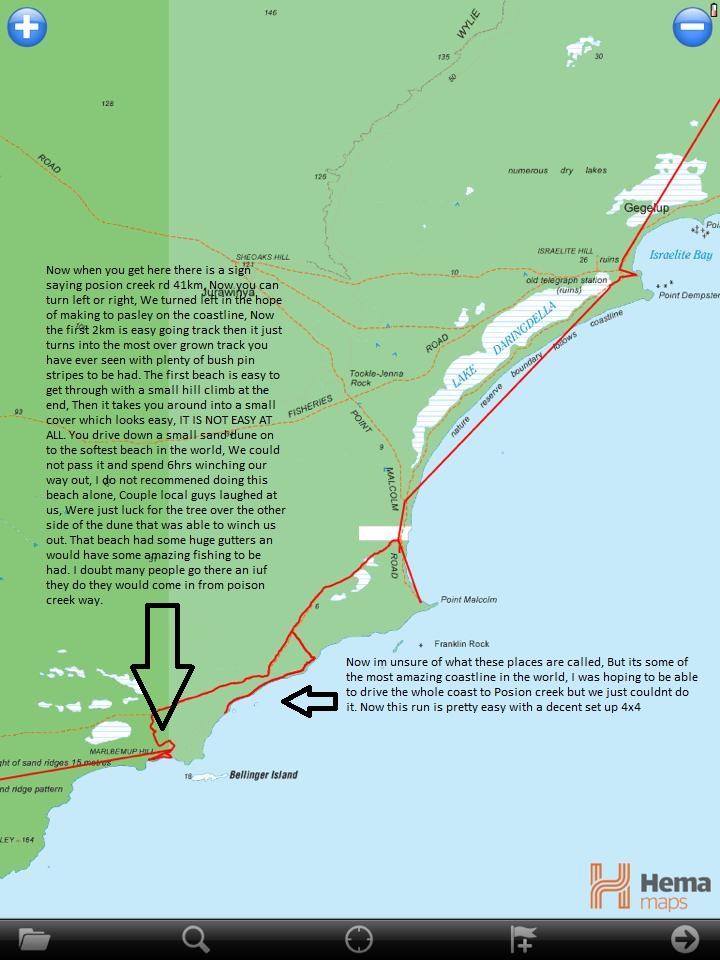 Baladonia, Toolina cove, Pt Culver, Isralite, Pt Malcom, Posion creek